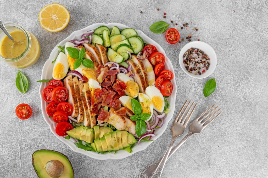 Classic Cobb Salad with Grilled Chicken and Bacon - The Petite Chef